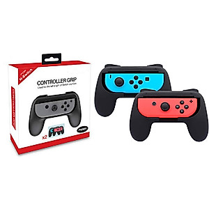 Pokanic Switch Hand Grips 2 Pack Compatible with Nintendo Switch Grips Joy-Con, Pro Controllers, Holder, Pads, Wear Resistant Handle Kit, Scratch Fee, Non-Slip Accessories (Black and Black)