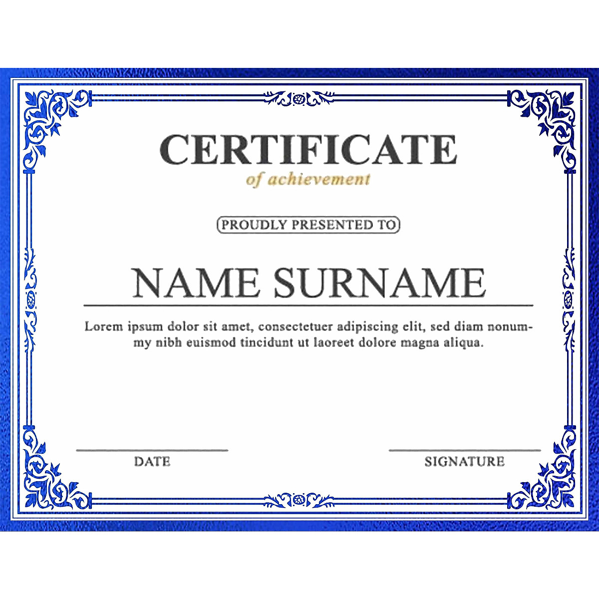 Professional Certificate Paper 8.5 x 11 for Printing, Diploma Paper, Award Certificates Paper, 80 lb, 15 Count, Gold Foil Border, for Office, Business Awards, Graduation, School (Blue)