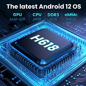 Android TV Box 12.0 4GB 64GB TV Box Android 2024 Support 8K Dual-WiFi 2.4G 5.8G Android Box H618 Chipset with HDR10 BT5.0 USB 2.0 3D Ethernet with Mini Backlit Keyboard