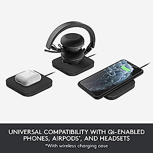 Logitech Powered 10W Wireless Charging Pad Graphite for iPhone 12 Pro Max/12 Pro/12/12 mini/SE/11 Pro Max/11 Pro/11/XS Max/XS/X, Samsung Galaxy S10/S10e/S10+, Google Pixel 4/4XL, Airpods, and More