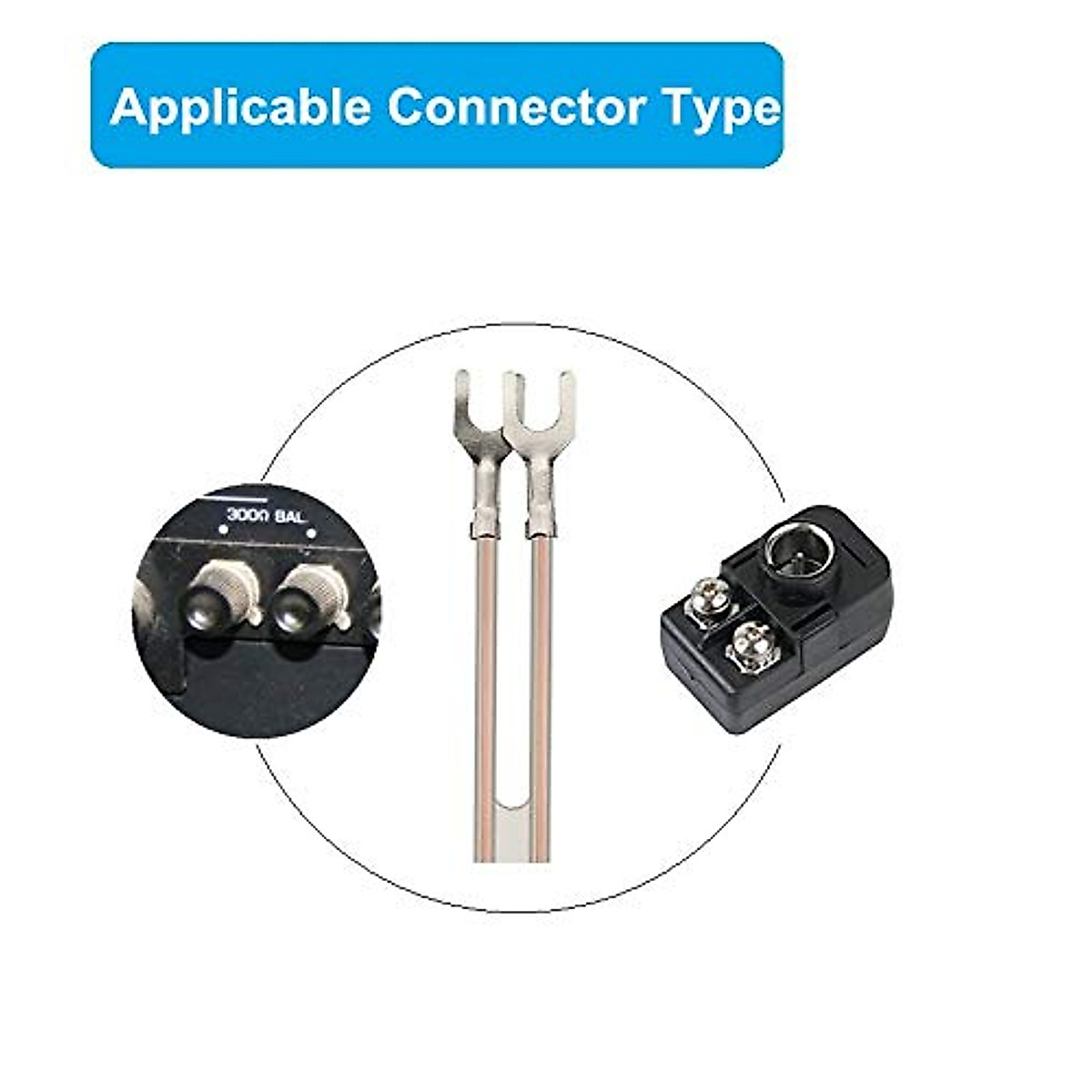 Ancable 300 Ohm FM Antenna T Shape Dipole Radio Ant with Spade Terminal for Yamaha Sharp JVC Denon Marantz Vintage Stereo Tuner Receiver