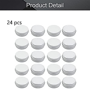 Othmro 24Pcs 1oz Metal Round Tins Aluminum Tin Cans Jar Refillable Containers 30ml Tin Cans Tin Bottles Containers with Screw Lid for Salve Spices Lip Balm Tea Candies White 50×20mm