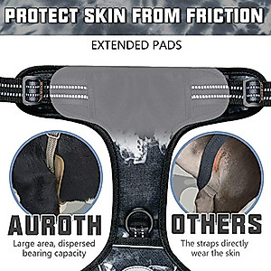 AUROTH Tactical Dog Harness for Small Medium Large Dogs No Pull Adjustable Pet Harness Reflective K9 Working Training Easy Control Pet Vest Military Service Dog Harnesses (L, Black Ink)