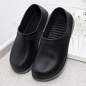 Chef Shoes Men and Women Clogs Zapatos de Cocina para Hombres Kitchen Shoes Nurse Work Shoes Waterproof and Oil-Proof Antiskid Non-Slip Shoe Suitable for Garden Kitchen and Hospital Black