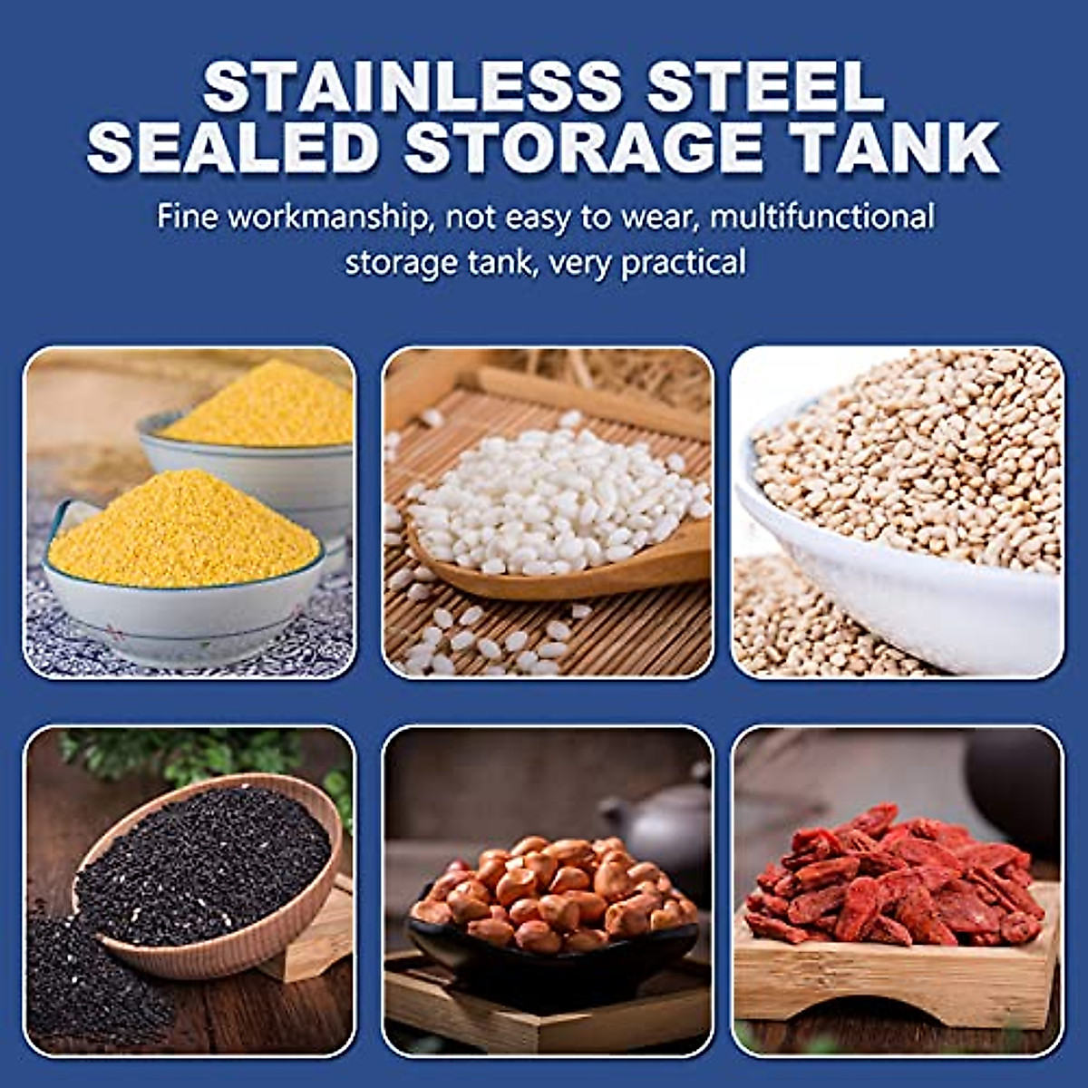 MAGICLULU Visible Kitchen Storage Tank 950ml Stainless Steel Storage Box Dry Food Storage Jar Tea Storage Tank Airtight Canister