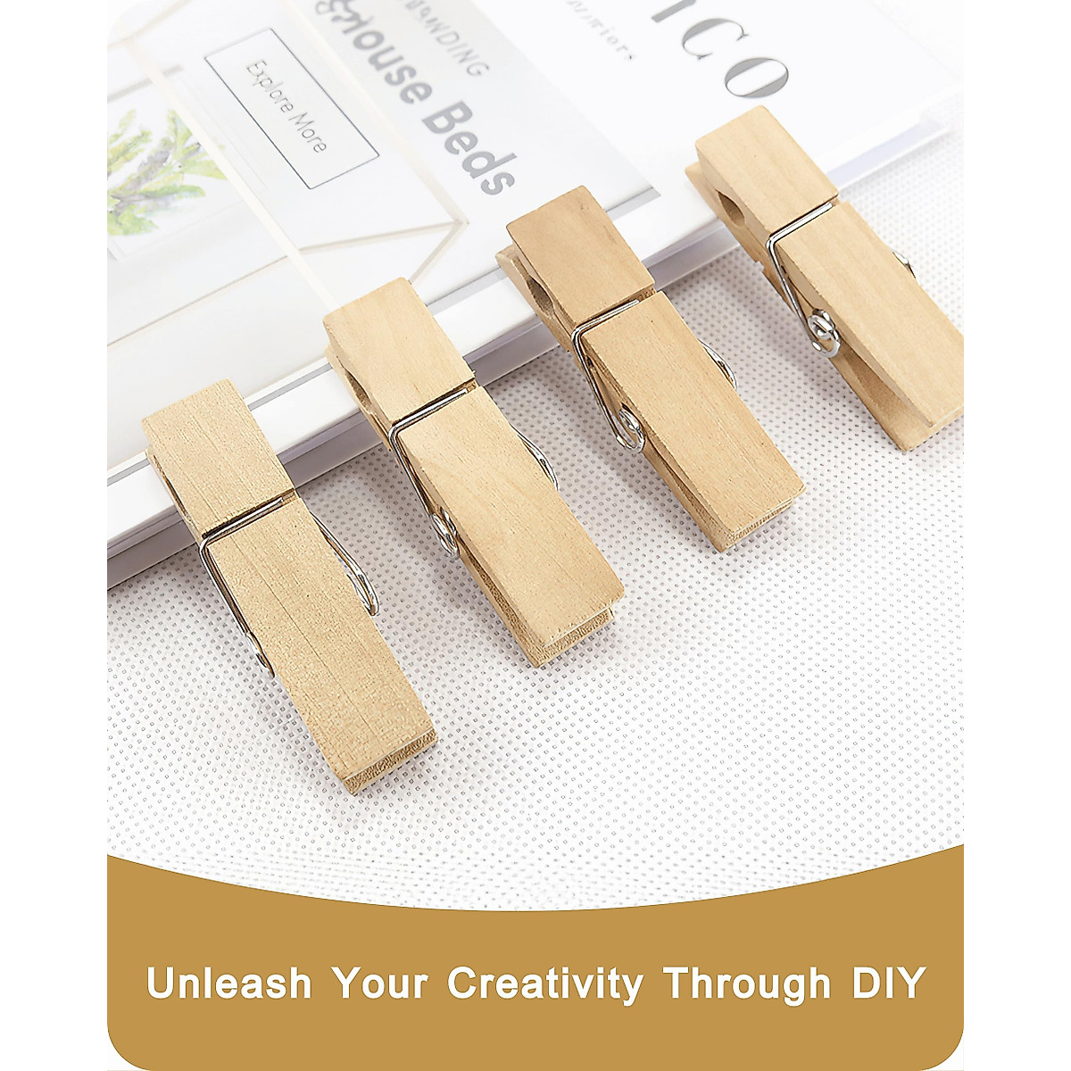 Clothes Pins, Sturdy and Heavy Duty Natural Wood Clips Wooden Clothespins for Hanging Clothes Photo Pictures Crafts Small Classroom Decorative Peg, 30 PCS