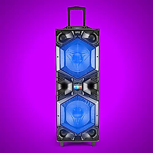 QFX E-1500 Professional Large Bluetooth Speakers | Portable PA Speaker System | Dual 15” Woofers, 1.5” Tweeter, and Party Lights