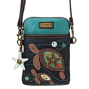 Chala Group Handbags Turtles Cellphone Crossbody Purse, Navy/Teal