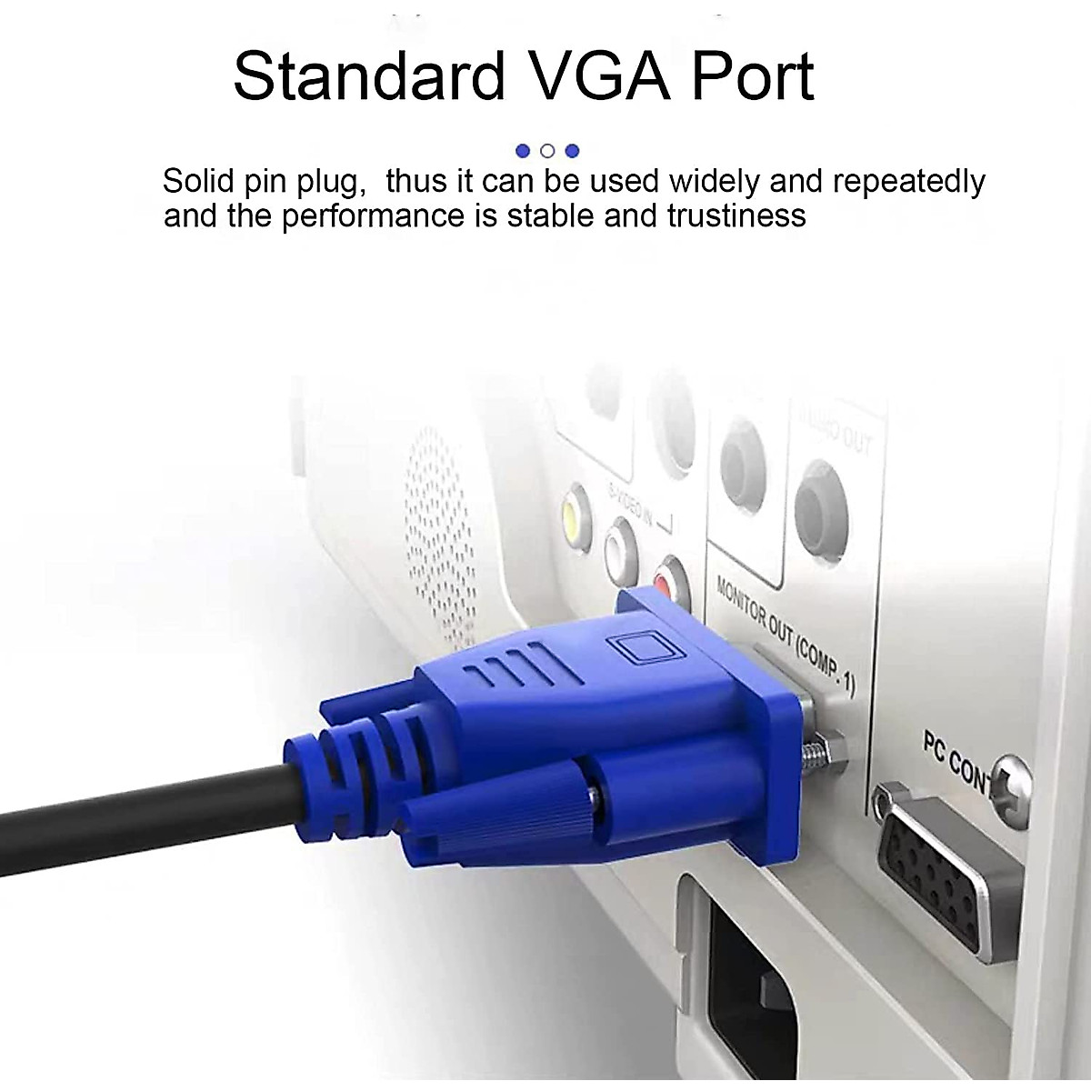 VGA Cable 6 Feet,Male VGA to VGA Male Monitor Computer Cable Adapter Cord, Shielded VGA Cord HD15 1080P@60Hz Full HD High Resolution for TV Computer Projector-Blue