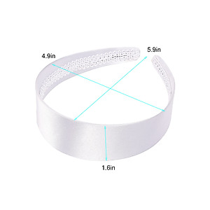 White Headband Halloween Headbands for Women - Thick Head Band 60s Headband White 70s headband for Adults Satin Headbands for Women Girls, Non Slip 1.6 Inch Wide 1 Pack