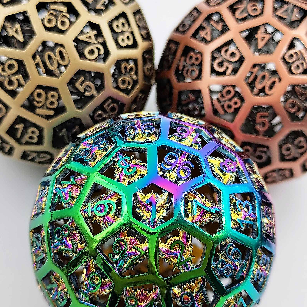 D100 Metal Dice DND Dungeons and Dragons Polyhedral 100 Sided RPG Large Giant D&D Board Game Pathfinder Shadowrun Roleplaying Dice (Colorful)