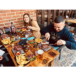 Black Rock Grill Steak Stone, Hot Stone Grill - Sizzling Hot Rock, Indoor Grill, Cooking Stone with Matt Black Ramekins and Side Plate (One Standard Set)