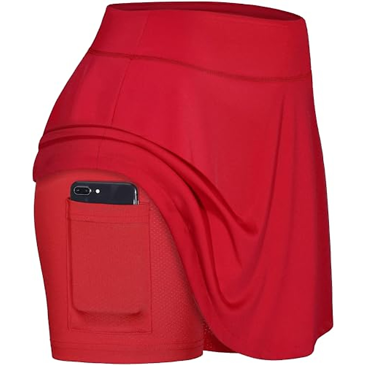 BLEVONH Skorts Skirts for Women Drawstring Waist Pleated Skirt Ladies Loose Fit Tennis Skort with Liner Womens Shorts for Summer Red L