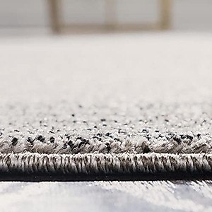 Unique Loom Del Mar Collection Area Rug - Abigail (2' 7" x 10' Runner, Light Gray/ Black)