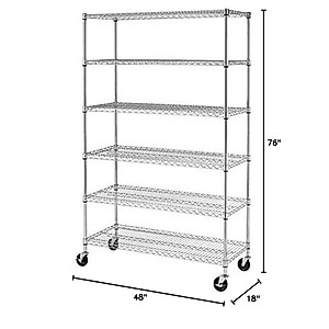 BestOffice 18x48x72 Storage Shelves Commercial Heavy Duty Metal Shelves Garage Organizer Wire Rack Shelving Storage Unit Shelf Adjustable Utility 6000 LBS Capacity,Chrome