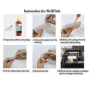 6 Bottles Ink and Ink Refill Kits Compatible with HP 950 951 932 933 60 61 952 902 901 62 63 64 65 21 22 920 940 934 564 711 970 971 95 96 Inkjet Printer Cartridges for Refillable Ink Cartridges