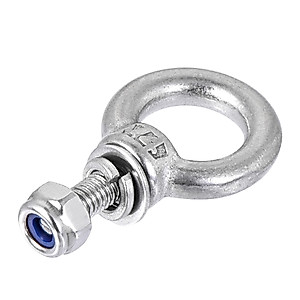 uxcell Lifting Eye Bolt M4 x 11mm Male Thread with Hex Screw Nut Gasket Flat Washer for Hanging, 304 Stainless Steel, 4 Sets