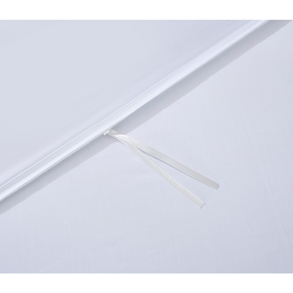 MengBoo Karen 3 Pieces White Duvet Cover Set Without Filling Grey Stripe Trim 100% Egyptian Cotton 300 Thread Count Soft Sateen Hotel Collection Zipper Closure Corner Ties (White Grey, Queen)…