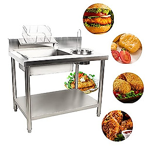 KOLHGNSE Commercial Breading Table Fried Chicken Station Stainless Steel Kitchen Prepare Workdesk Fry Food Chicken Fish Prepare Workdesk for Restaurant, Home and Hotel