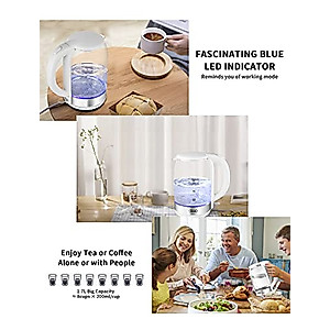 Electric Kettle, Gevi 1.7L Glass Tea Kettle - Water Boiler with LED Light Glass Kettle Electric (BPA Free) with Auto Shut-off & Boil-dry Protection - 1500W Cordless Electric Kettle, White