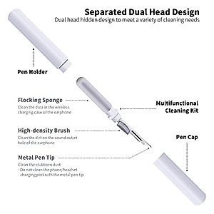 Earbuds Cleaning Kit, Multi-Function Cleaning Pen for Bluetooth Headset, Headphone Cleaner for Earbuds, Wireless Earphones Case Cleaning Tools (2 Pcs White)