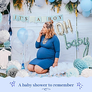 Vidal Crafts Baby Shower Decorations for Boy Complete Kit with Its a Boy Banner, Balloons, Paper Flowers, Honeycomb Balls, Paper Fans, and Oh Boy Foil Ideal Baby Boy Shower Decor and Party Supplies