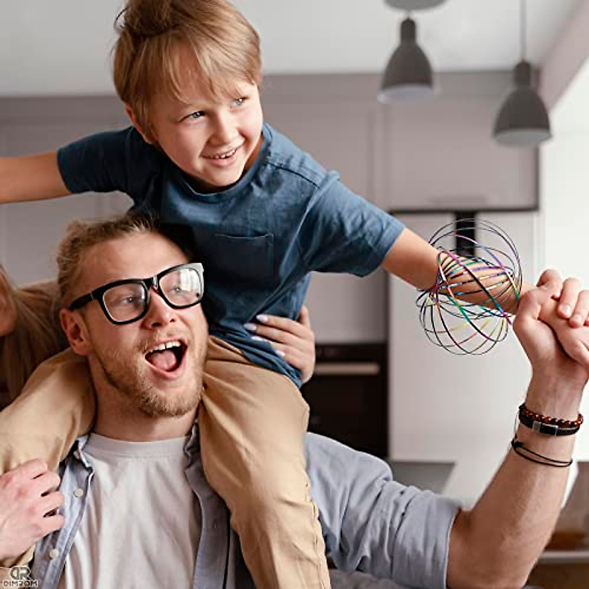 Flow Ring Spinner Ring Arm Toy - Magic Ring Game for Kids Arm Bracelet Kinetic Spiral Flow Ring Spring Toy - 3D Roll Rings Arm Slinky Metal Toy Stainless Ring - Infinity Loop Rainbow Kinetic Flow Ring