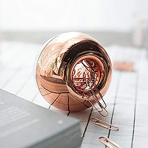 MultiBey NE0600607 Light Luxury Fashion Paper Clips, Rose Gold Edition, In Round Paper Clip Holder With Magnetic Lid, 28 mm, 100 Piece Per Box