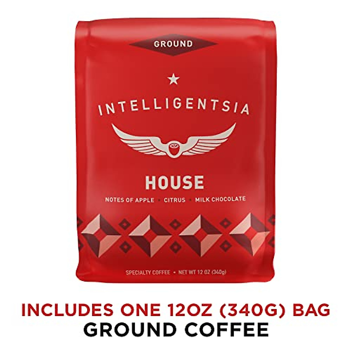 Intelligentsia Coffee, Light Roast Ground Coffee - House 12 Ounce Bag with Flavor Notes of Milk Chocolate, Citrus, and Apple