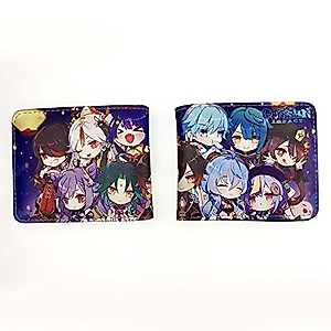 Anime Wallet, Genshin Impact-Q Version-Travel Accessories Passport Wallet Men Boy Anime Leather Wallet Purse Credit Card Holder Flip Pocket, Cosplay Bag