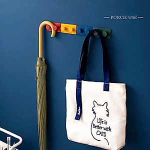 SAFITOYA 4PCS Fun Block Wall Hangers Set,Cool Kids Room Decor Wall Hooks, Home Gadgets Holder Punch Free Plug Adhesive Wire Regulator