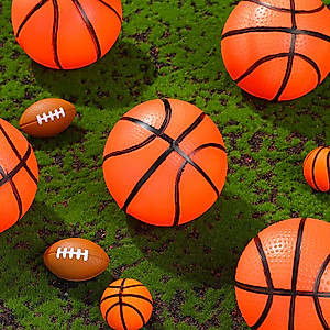 Civaner 20 Pieces Mini Inflatable Balls Basketball Baseball Beach Float Ball Soccer Baseball Mini Hoop Ball Pool Ball Toys for Kids Summer Sports Game Party Supplies, 4 Inches(Basketball Style)