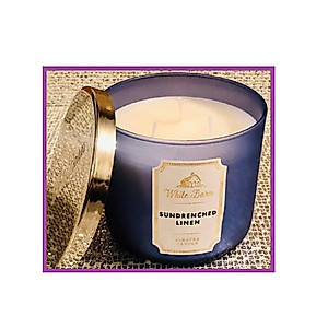 White Barn Bath & Body Works 3-Wick Scented Candle in SUNDRENCHED Linen