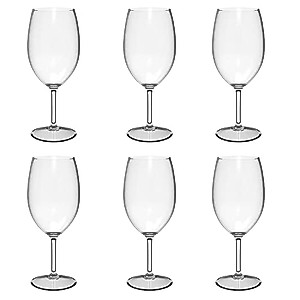 21-ounce Unbreakable Acrylic Wine Glasses Plastic Stem Wine Glasses, set of 6 - All Purpose, Red or White Wine Glass, Dishwasher Safe, BPA Free