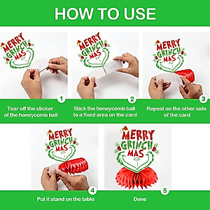 Green Christmas Party Decorations, 8pcs Green Honeycomb Centerpieces, Green Table Decorations,3D Double Side Centerpiece for Christmas Holiday