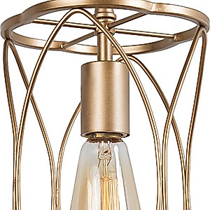 Optimant Lighting Gold Pendant Lighting for Kitchen Island, Modern Cage Hanging Light Fixture for Hallway, Dining Room, Foyer and Bedroom