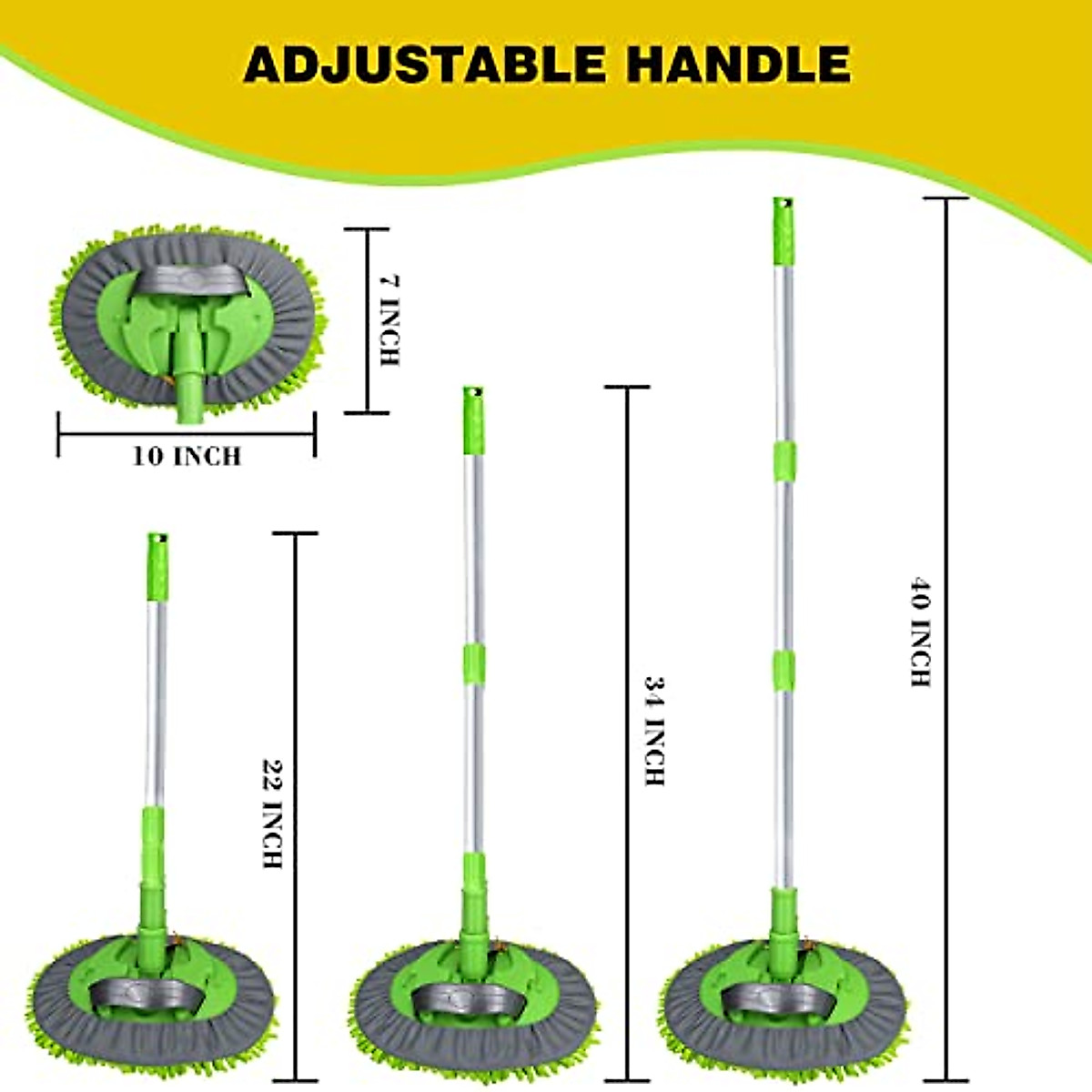 Tidy Monster Microfiber Car Wash Brush Mop Kit Mitt Sponge with Long Handle Car Cleaning Supplies Kit Duster Washing Car Tools Accessories