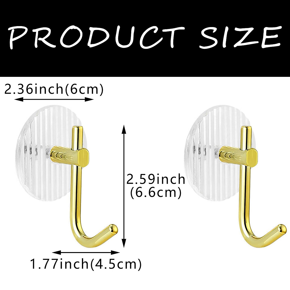 Thinslimer 8 Pack Adhesive Hooks Acrylic Wall Hooks Decorative Gold Towel Hook Strong Adhesive Wall Tools for Hanging Towels Hats Bags Keys (Gold)