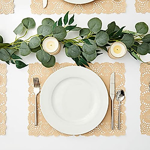 100 Pack Disposable Placemats for Wedding Tables, Thanksgiving, Birthday, Anniversary, Easter, Dinner Party, Lace Paper Doilies for Food, Arts and Crafts (15.5 x 11.7 In)