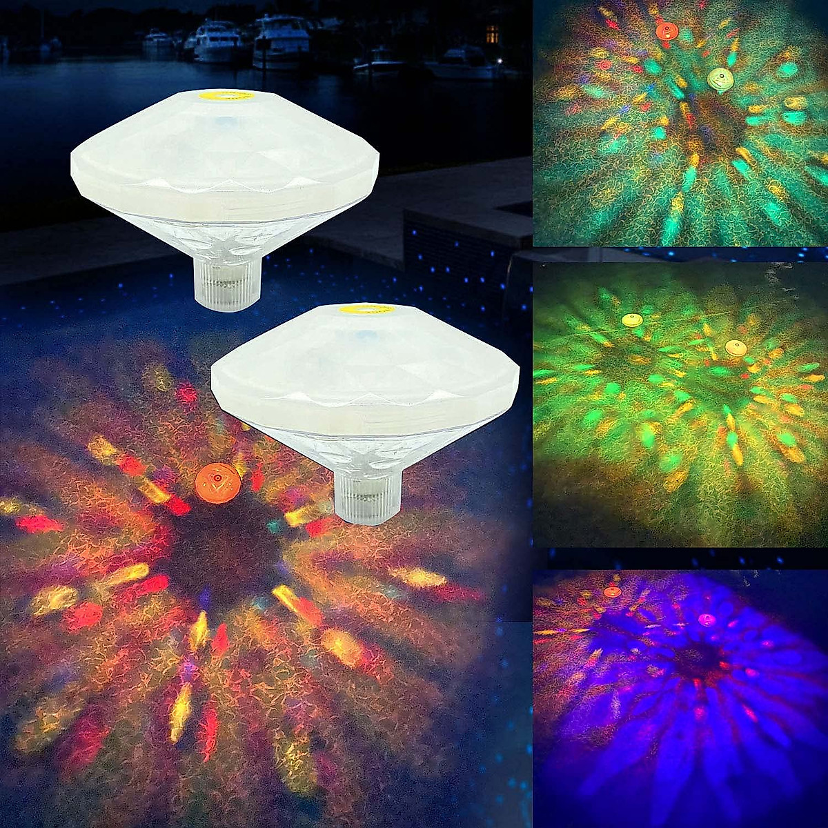 Swimming Pool Lights Floating Pool Lights Underwater Lights Pool Accessories with 7 Modes for Intex Pool Disco Pool Party or Pond Décor 2 Pack