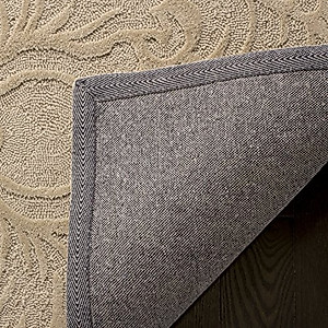 SAFAVIEH Total Performance Collection Area Rug - 6' x 9', Ivory, Hand-Hooked Damask, Non-Shedding & Easy Care, Ideal for High Traffic Areas in Living Room, Bedroom (TLP714F)