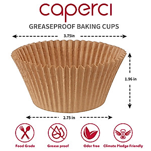 Caperci Jumbo Cupcake Liners Natural Muffin Baking Cups 300-Count, No Smell, Food Grade, Upgraded Grease-Proof Paper (Natural)