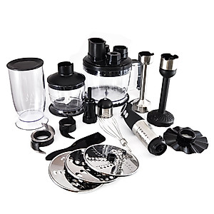 NutriChef Heavy Duty Food Processor and Immersion Blender, Stainless Steel with Attachments