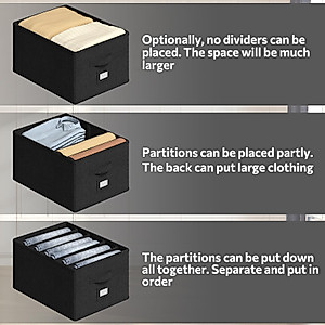FAikhom Clothes Organizer for Closet-Multifunctional Clothes Storage Bins with Removable Had Dividers Foldable Closet Jeans Organizer Box with Label Windows Carrying Handles