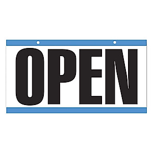 Headline Sign 9395 Double-Sided Open/Closed/Will Return Sign with Clock Hands, 6" x 11.5", Blue
