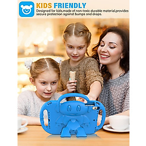 SUPLIK Kids Case for iPad 5th/6th Generation (9.7 inch, 2017/2018), iPad Air 1 & Air 2 & Pro 9.7 Kids Case with Shoulder Strap Handle Stand for iPad 5/6 & iPad Air 1st/2nd Gen, Blue