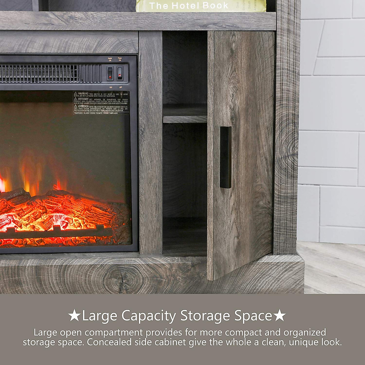 PatioFestival Electric Fireplace TV Stand Entertainment Center Corner Fire Place Heaters Tv Console with Generic Rustic Furniture for TVs up to 42" Wide, Rustic