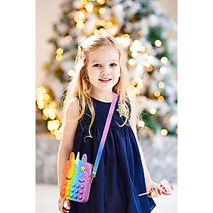 SURFACEPOP Large Unicorn Rainbow Pop it Purse | Back to School Pop it Purse for Girls | Jumbo Pop it Sensory Bag for Girls | Big Pop it Unicorn Girls Purse | Silicone Poppet with an Adjustable Strap