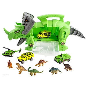 WolVolk Perfect Dinosaur Storage Carrier for Your Dinosaurs and Cars (Includes Mini Dinosaurs and car Toys)