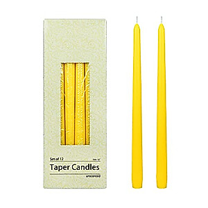 Zest Candle Inch, Yellow 12-Piece Taper Candles, 12", 12 Count